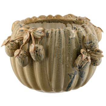 Ceramic vessel with acorns, 29x26x18cm, macchiato - Artificial flowers ...